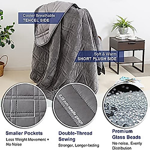 OMYSTYLE King Size Weighted Blanket 20lbs(88 ft ftx104 ft ft, Double-Sided), Reversible Weighted Blanket with Warm Short Plush and Cool Tencel Fabric for All Season Use - Carry Bag Included