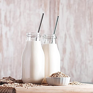 12-Pack Reusable 18/10 Stainless Steel Metal Straws with Silicone Tips & Cleaning Brush, Suotarn Long Drinking Straws for 20 24 30 oz Coffee Tumbler Travel Mug Cup, Dishwasher Safe, Silver