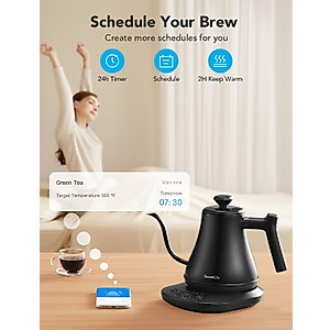 GoveeLife Smart Electric Kettle, 0.8L WiFi Gooseneck Kettle Compatible with Alexa, 5 Modes for Use, 3-minute Fast Heating and 2H Keep Warm, Auto-Shut off for Safety, Stainless Steel, Matte Black…