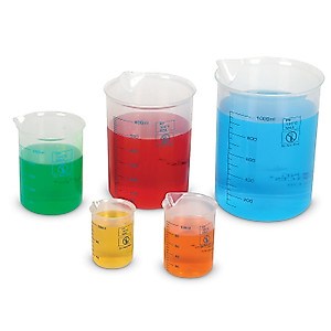 Learning Resources Graduated Beakers, Science Classroom Accessories, Liquid Measurement Concepts, 50 ml, 100 ml, 250 ml, 500 ml, and 1 liter, Set of 5, Ages 6+