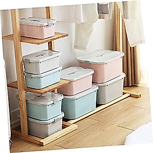 STOBAZA 2pcs box Clothes Baskets Latching Hinged For Laundry Office Stackable File Multi- Multifunctional Blue Storage Case Lid Organizing Size Bedding Pull Holder Container L Tote