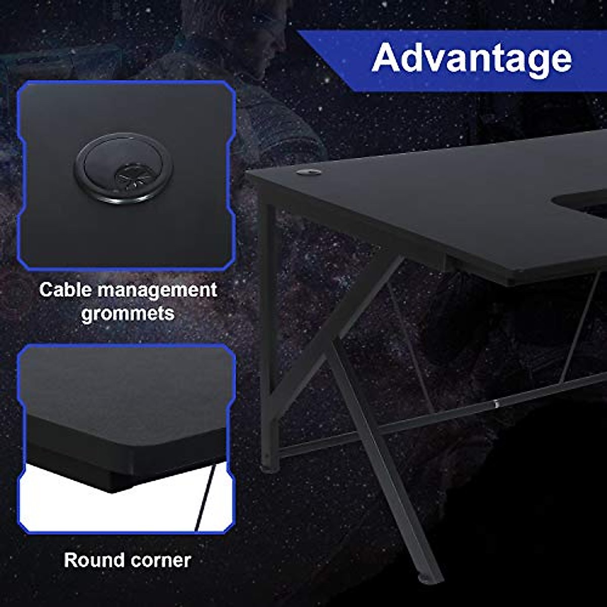 YIGOBUY Computer Gaming Desk L-Shaped Corner Computer Table Writing PC Laptop Table Workstation, Widen Space Office Home Gaming Desk Multi-Functional, Black