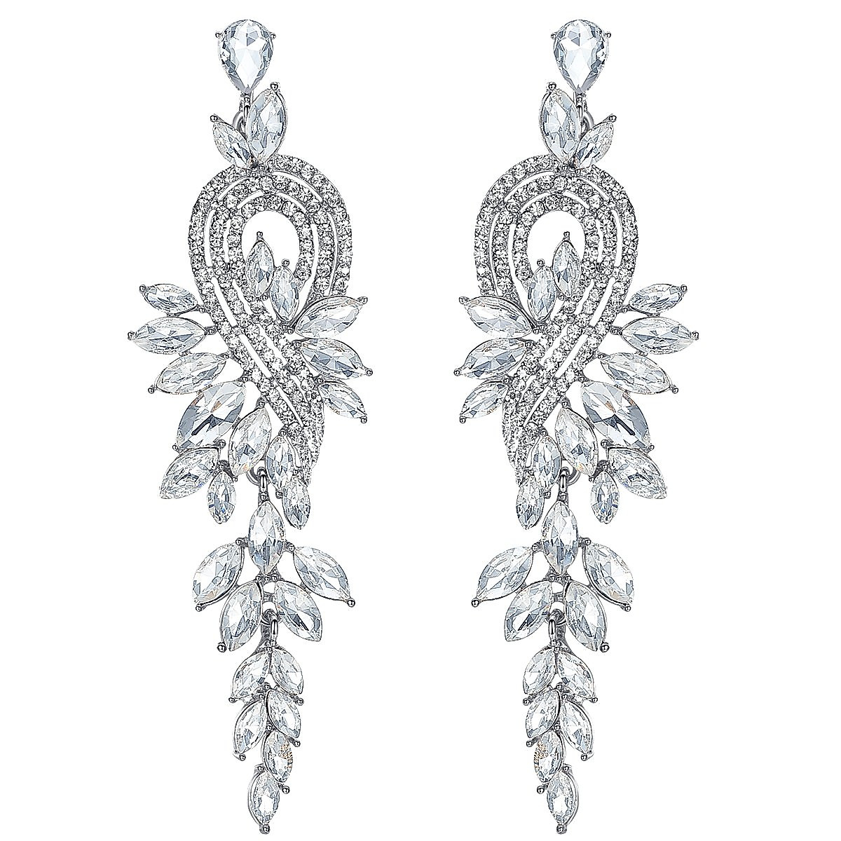mecresh Silver Marquise Crystal Bridal Chandelier Dangle Earrings Ladies Gifts