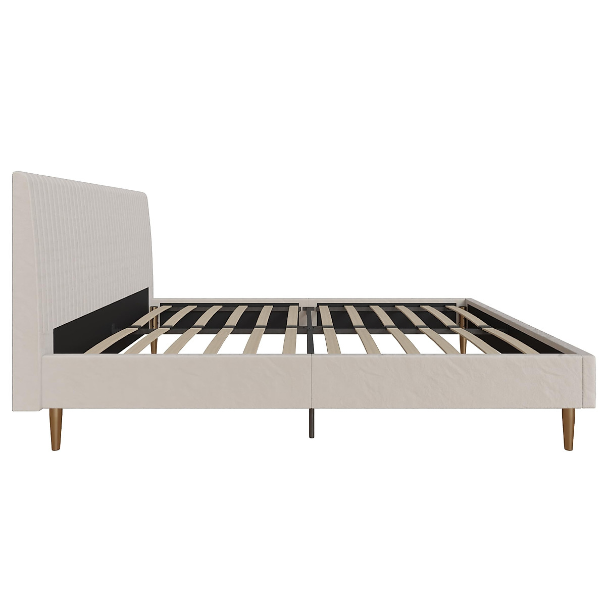 Mr. Kate Daphne Upholstered Bed with Headboard and Modern Platform Frame, Queen, Ivory Velvet