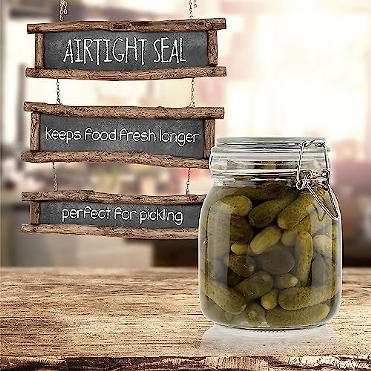 Galashield Glass Jars with Lids Food Storage Jars with Airtight Lids Leak Proof Glass Canisters Kitchen Jars [33 oz]