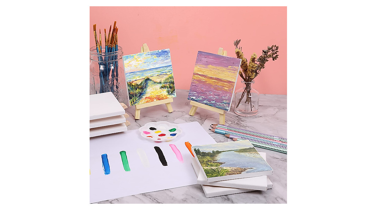 Mini Canvas & Easel Set - 32 Pack for Kids & Art Projects