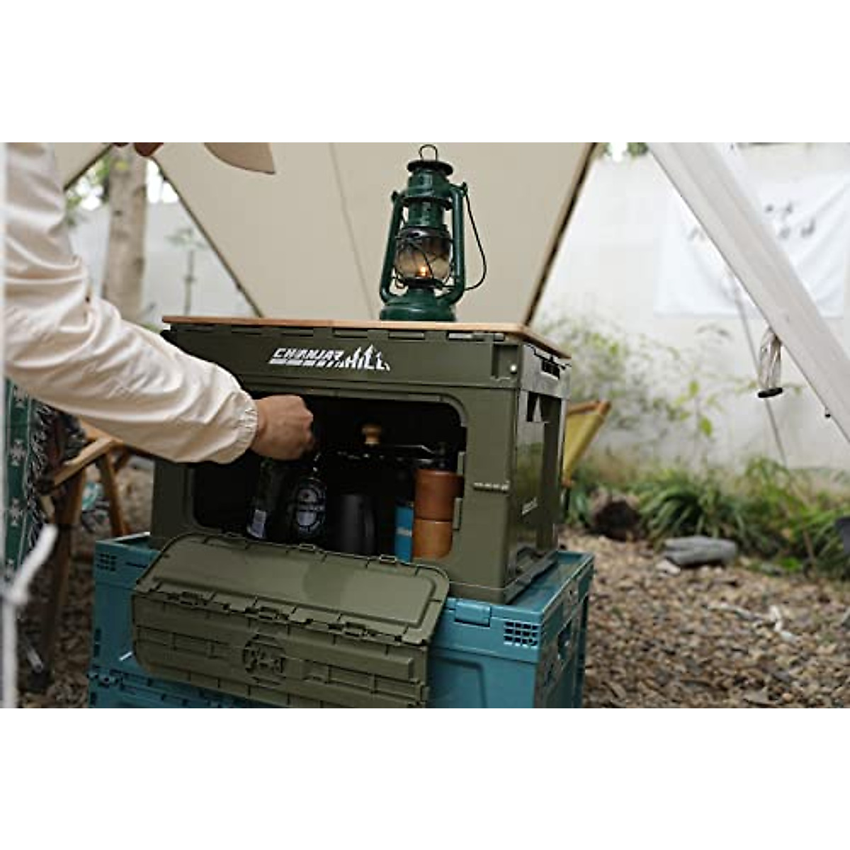 Chanjarhill Collapsible Lidded Trunk Organizer Camping Storage Box Multi function box