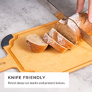 Elihome Paddle Series 2-in-1 Bundle, Wood Fiber Cutting Board & Serve Board with Handle, Knife Freindly, Dishwasher Safe, Non slip, Juice Groove, Reversible, 13" X 7" Medium & 18" x 7" Large