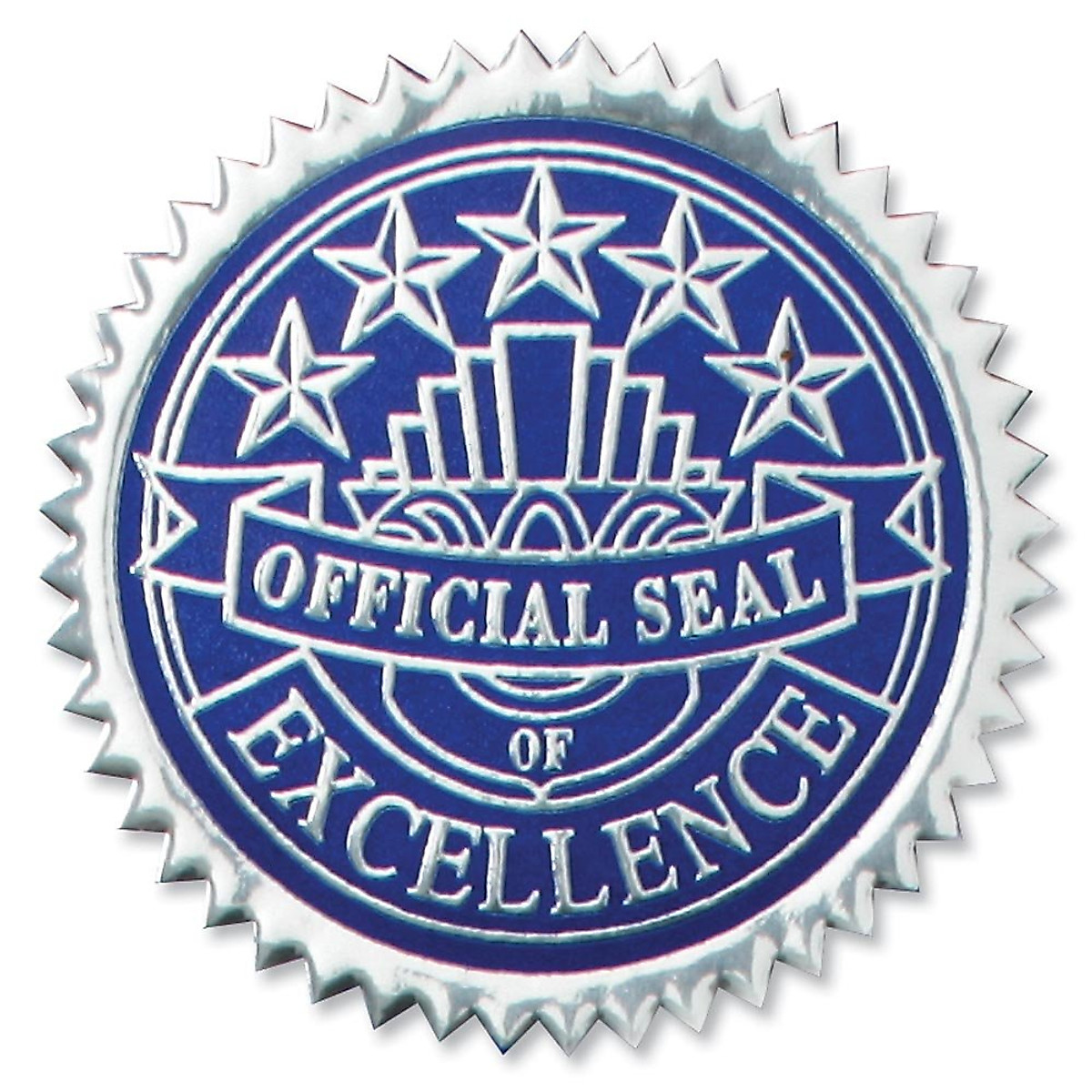 PaperDirect Deluxe Embossed Excellence Silver and Blue Foil Certificate Seals, 2 Inch, Self Adhesive, 100 Count, Embossed Seals for Certificates, Achievement Award Stickers for School, Work, Diploma