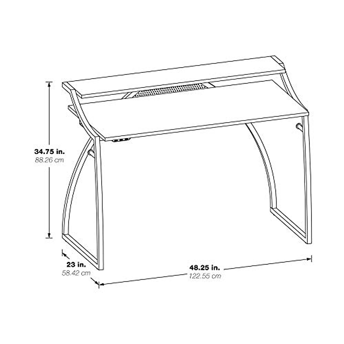OSP Home Furnishings Alpha Battlestation Gaming Desk, Black