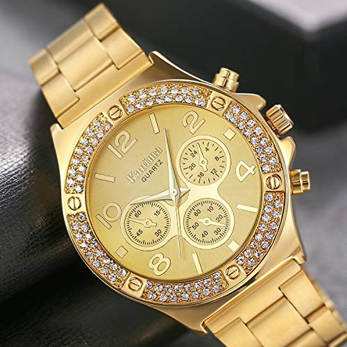 Gold Hip-Hop Watch for Men [Upgraded] Japan Quartz 30M Waterproof Dress Casual Watch for Valentine's Day