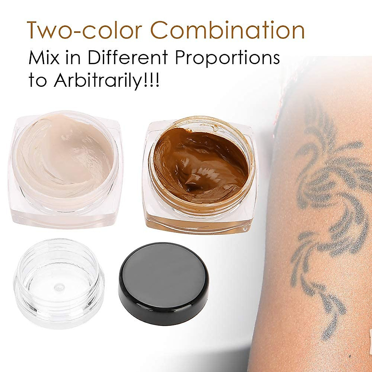 Waterproof Tattoo Cover-Up Makeup Set, Tattoo Skin Cover Concealer Cream for Dark Spots, Scars, Vitiligo, And More - Tattoo Cover-Up Makeup - Use on Body, For Legs
