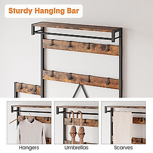 IDEALHOUSE Hall Tree with Bench and Shoe Storage Parent-Child Coat Rack Shoe Bench Industrial Coat Tree Entryway Large Organizer with Shoe Rack, Storage Cubbies, Hooks, and Top Shelf