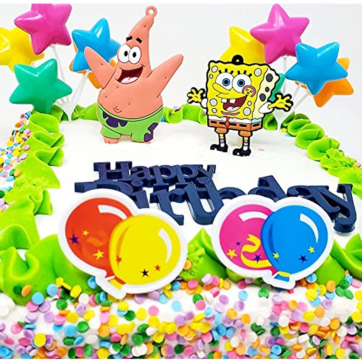 Spongebob Squarepants Cake Topper Set Featuring Spongebob, Patrick and Friends (Unique Design)