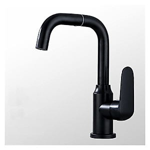 JEMITA Kitchen Faucet 304 Stainless Steel Black & Chrome Hot and Cold Mixer Sink Tap Deck Mount 360 Degree Swivel Kitchen Sink Faucets (Color : 02)