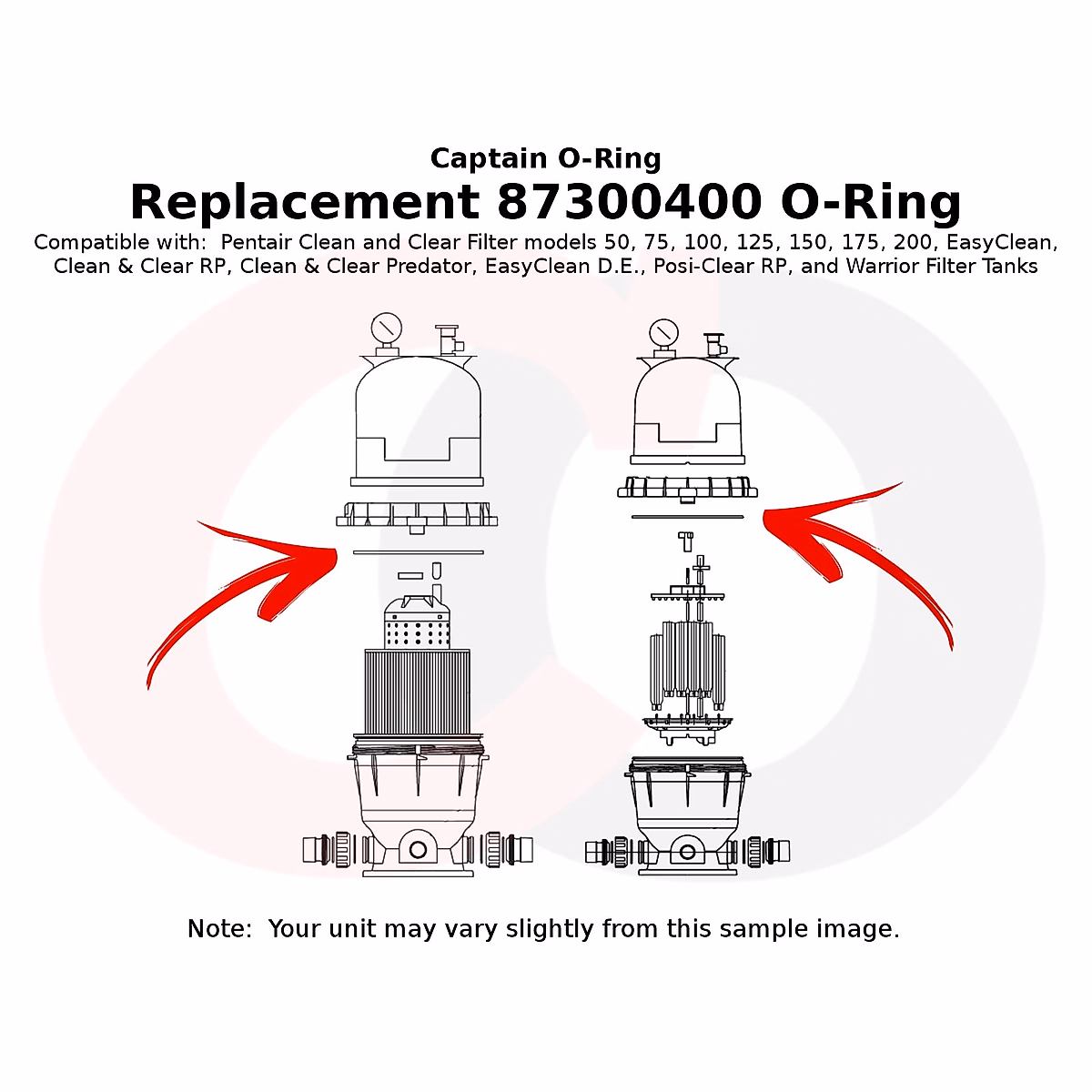 Captain O-Ring – Replacement 87300400 O-Ring Compatible with Pentair Clean & Clear, Predator, EasyClean and Warrior Filter Tank Body (2 Pack)