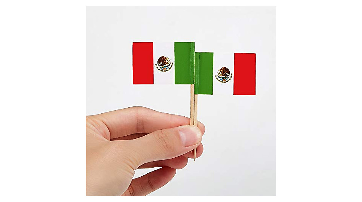100 Pcs Mexico Flag Cupcake Toppers for Parties