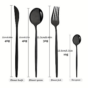 24pcs Stainless Steel Cutlery Set - Black Western Dinnerware Set - Flatware Set & Silverware Set - Kitchen Tools for Elegant Dining Experience