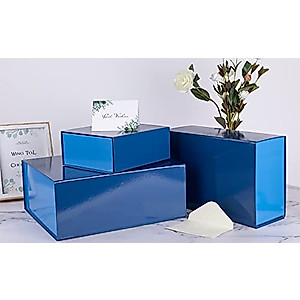 OEMVALATY Blue Gift Box 8x7x3.3 Inches,Luxury Gift Box with Lid,Groomsman Box, Collapsible Gift Box with Magnetic Lid(1 pack)
