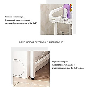 BKGDO Washer Storage Frames Floor Standing Punch Free Suitable for Over Toilet,Balcony Sundries Storage Drum Washinghine Shelf,Bold Steel Pipe Bathroom Rack,High Temperature Steel Rack/White