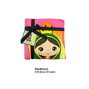 Linzy Plush Virgin Mary Our Lady of Virgen de Guadalupe Baby Double Blanket, Super Soft Baby Double Blanket (50x40 Inch), Pink, 62312