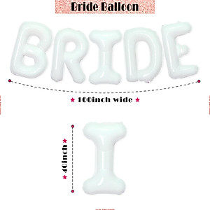 40 inch Bride Balloons White Letters Banner - Bachelorette Party Decorations Kit - Bach Party Supplies and Favors with Ring Balloon, Bottle Balloon and Glass Balloon