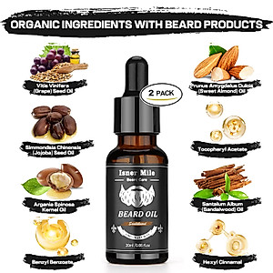 Beard Kit for Men Grooming & Care with 2 Pack Beard Oils, Balm, Wash & Conditioner for After Shave Lotions-Sandalwood, Brush, Combs, Scissors, Valentine's Day Christmas Fathers Gifts for Dad Men Him