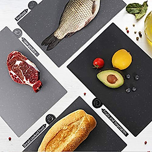 MASTERTOP Cutting Board Set for Kitchen Holder - Index Plastic Chopping Board Set of 4, BPA Free, No Slip, Dishwasher Safe, Thicker Cutting Boards With Draining Rack Organizer, 1 Pair of Scissors