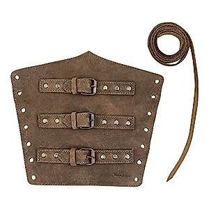 Valhalla Gear, Set of 2 Archery Buckle Bracers, Hand Protector for Bow Shooting Practice, Armband, Wrist Guard, Adjustable Buckle Straps, Full Grain Leather, Handmade, Bourbon Brown