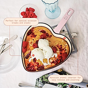 Gorgeous 10” Enameled Cast Iron Heart Skillet, Pink Champagne by Drew Barrymore