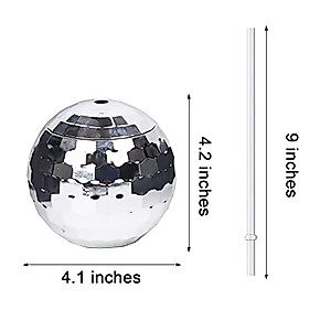 Disco Ball Cup – 4pcs Disco Ball Cups for Party – Fun and Practical Disco Ball Sipper Cups for New Year’s Eve, Bachelorette Party, Bday Party - Disco Ball Tumbler with Straw – Reusable Design