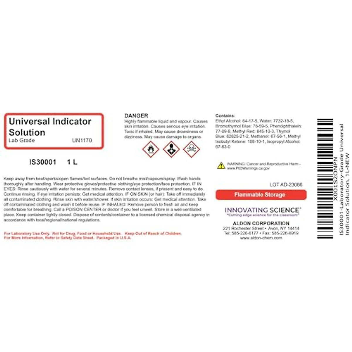 Laboratory-Grade Universal Indicator Solution, 1L - The Curated Chemical Collection