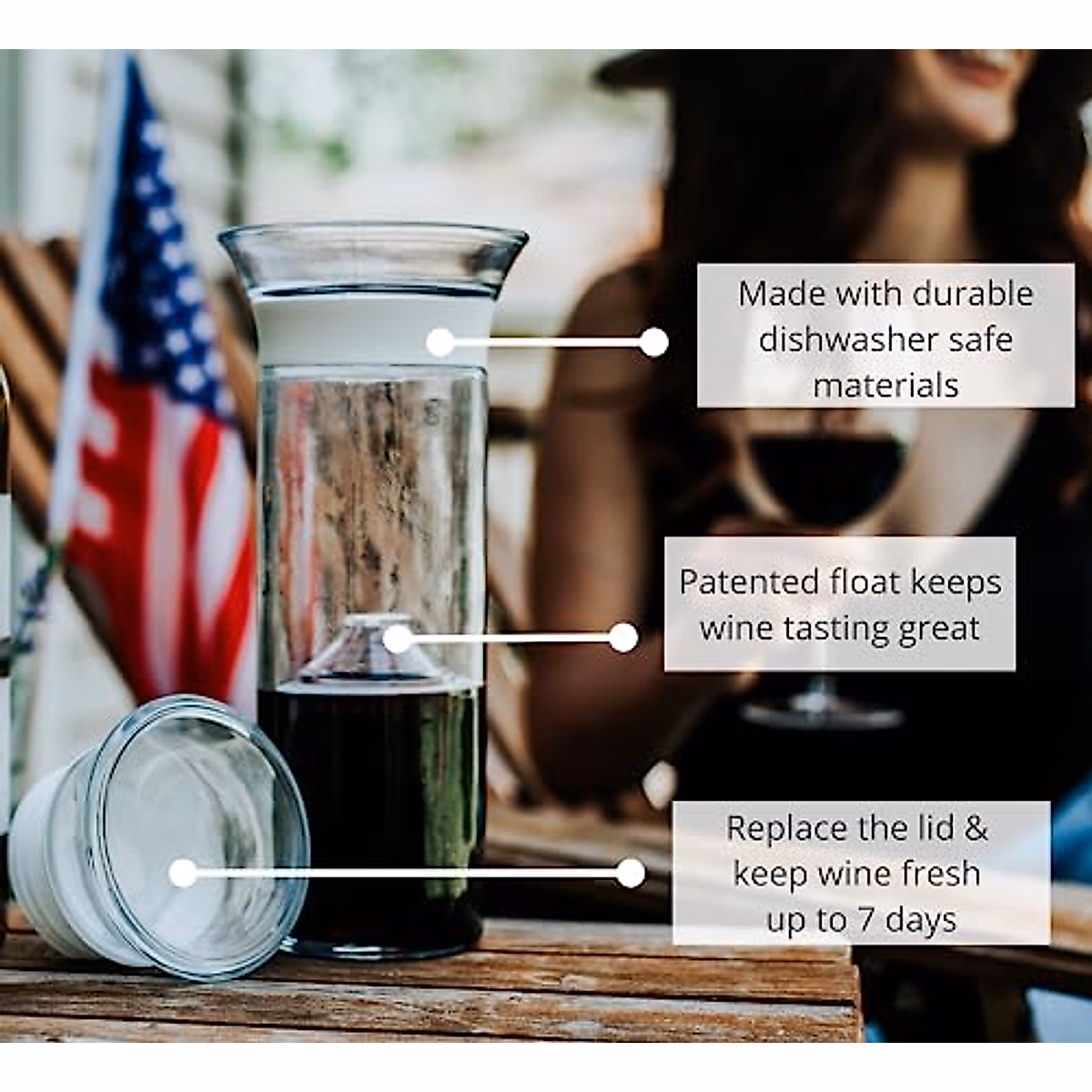 Savino | Glass Wine Saving Carafe | Clear | 750ml | For Non-Sparking Wines | Luxury Glass Wine Preserver | Dishwasher Safe & Shatterproof | Fresh Up to 7 Days | Wine Saver | Wedding Gift