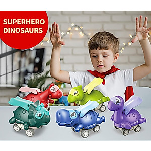 Dinosaur Car Press and Go Toddler Toys Pull Back Vehicles for Boys and Girls Age 3 and Up 5 Pcs Car Race for Kids