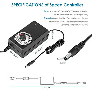 Qirssyn 120mm AC Powered Fan with Vriable Speed Controller, AC 110V to 220V Vriable Speed Fan for Receiver Amplifier DVR PlayStation Component Cooling