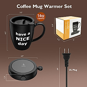 Coffee Mug Warmer & Mug Set, 60W Coffee Cup Warmer for Desk Home Office Use with 4-Temperature Settings, Auto On/Off Gravity-Induction, 14Oz Mug, Great Coffee Gift on Christmas/Birthday, 2024 Upgrade