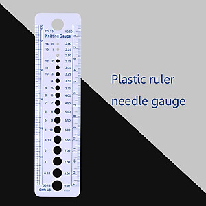 Natudeco US UK Canada Sizes 2-10mm Sewing Ruler Patch Work Ruler Clear Sewing Ruler Plastic Knitting Needle Gauge Ruler Inch cm Sewing Tools for Sewing Measurement