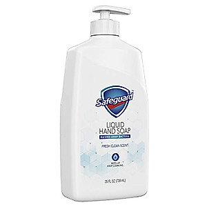 Safeguard Liquid Hand Soap, Washes Away Bacteria, Micellar Deep Cleansing, Fresh Clean Scent, 25 Oz (Pack of 4)