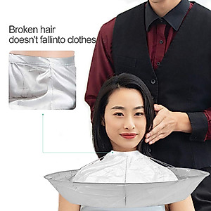 EFLY Hair cutting cape barber Cape umbrella for men women, haircut Salon Capes for hair stylist, Beard Shaving Waterproof Hairdressing Kit Accessories for Adult Kids (silver)