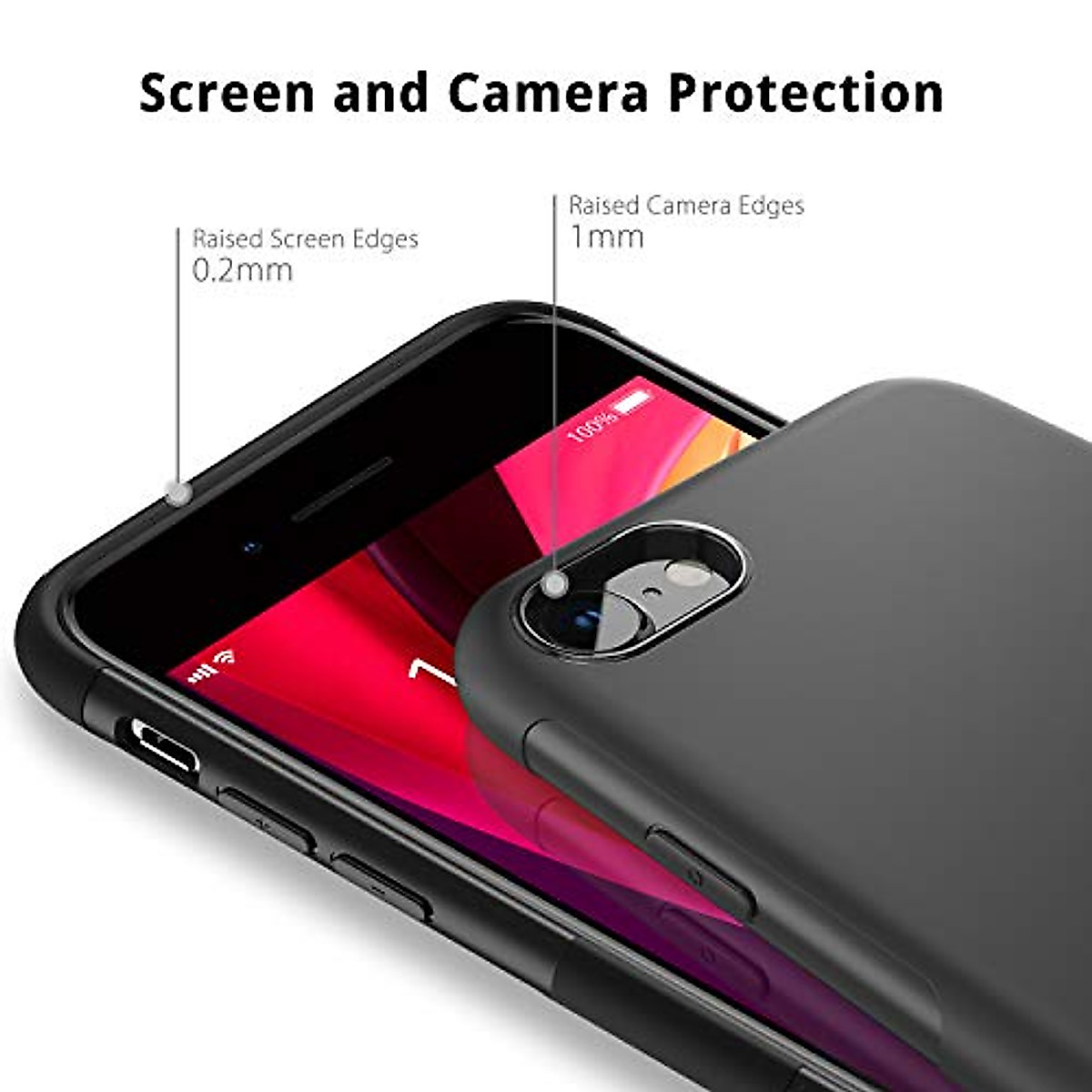 UNBREAKcable Case for iPhone SE 2020/SE 2022 / iPhone 8 /iPhone 7, Shock-Absorption, Anti-Scratch, Soft Frosted TPU Ultra Thin Cover Protective Case for iPhone 8/7/ SE 2/SE3 4.7 Inch - Matte Black
