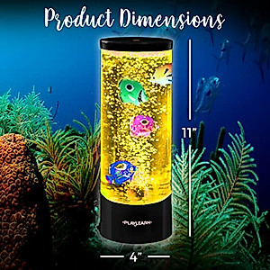 Playlearn Fake Fish Tank Mini Bubble Lamp – Fake Aquarium - Color Changing Sensory Lamp- 11 Inch