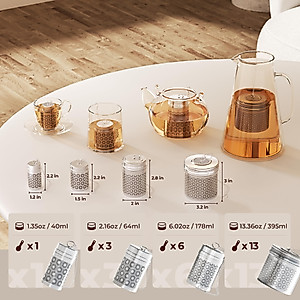Reinmoson Tea Strainers for Loose Tea, Extra Fine Mesh Tea Infuser for Loose Leaf Tea, 304 Stainless Steel & Updated Slim Threaded Lid, Loose Leaf Tea Steeper for Black Tea, Rooibos, etc