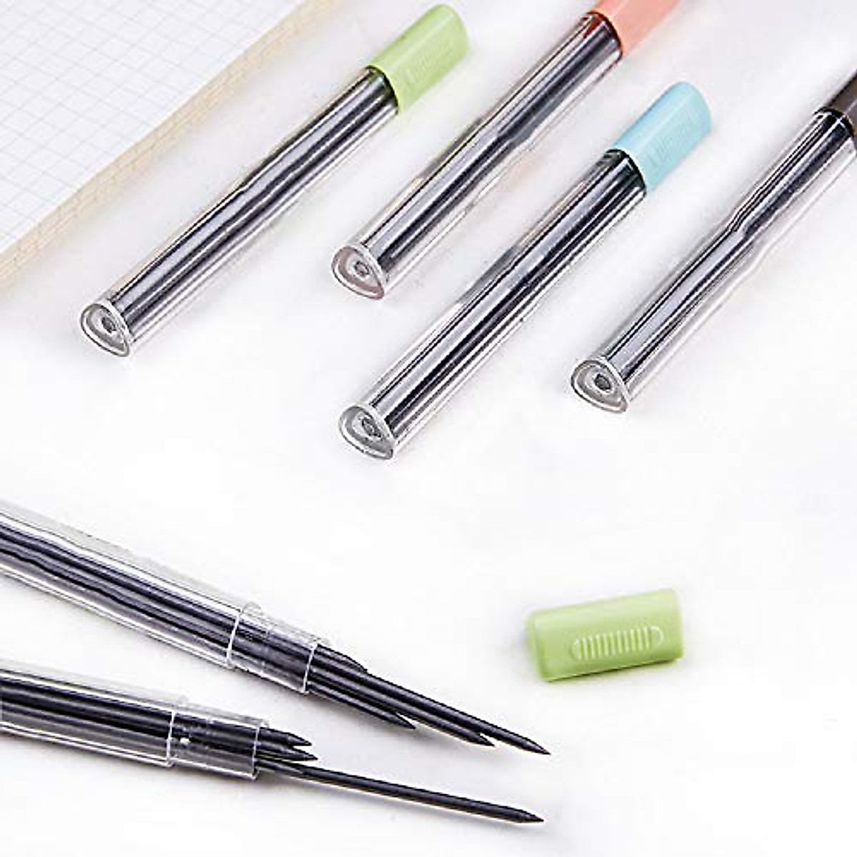3pcs 2.0 mm Mechanical Pencil with 18pcs Black Lead Refills, Cute Kawaii Pencils for Draft Drawing Writing Crafting Art Sketching Student Gift Office School Supplies Korean Stationery, Random Color