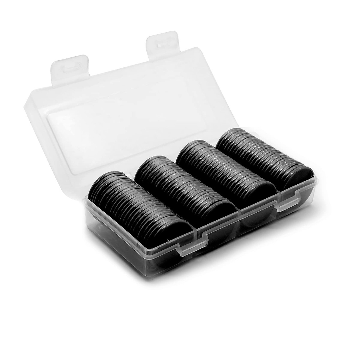 HAKITAROOM Set of 100 1 Inch Opaque Plastic Learning Counters Mini Poker Chips Game Tokens with Storage Box (1 Inch, Black)