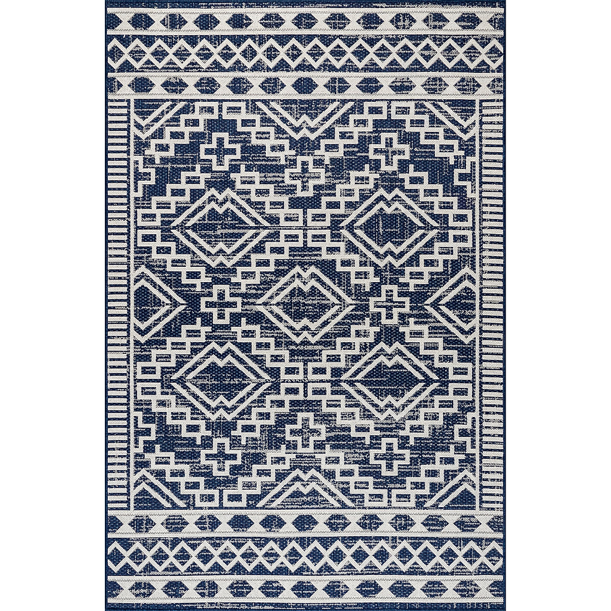 nuLOOM 4' x 6' Outdoor Performance Area Rug, Stain Resistant, Weather Resistant, High Traffic, Patio, Balcony, Outside, Cari Blue