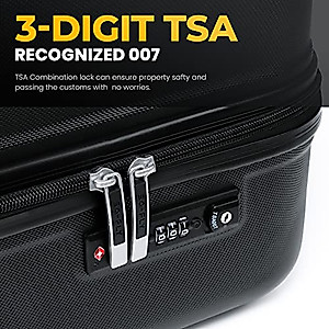 SO-FLY 3 Piece Luggage Sets Long Lasting ABS Durable Lightweight Hardshell Spinner Wheels 3pcs Hardside Suitcases with TSA Locks & 3-Year Warranty (Black)