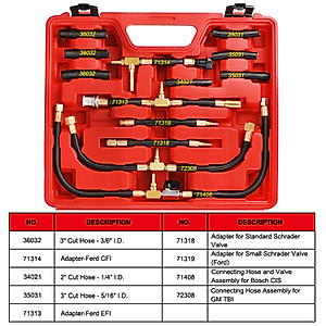 JIFETOR Fuel Injection Pump Pressure Tester Gauge Kit, Car Gasoline Gas Fuel Oil Injector Test Manometer Tool Set 0-140PSI, Universal for Auto Truck SUV Motorcycle ATV RV SUV