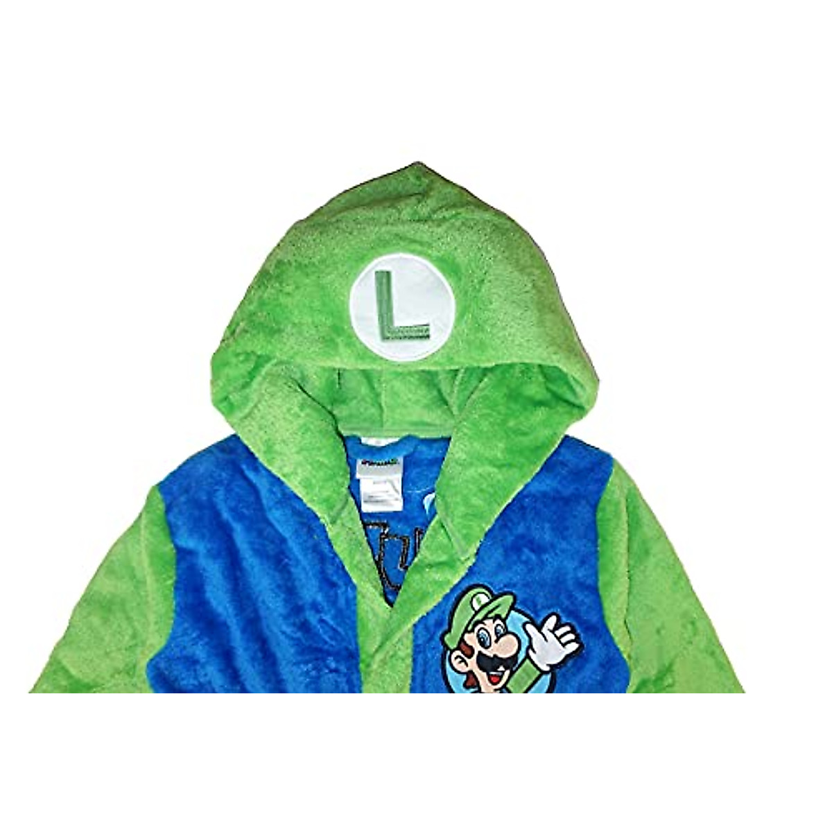Super Mario Little/Big Boys' Soft Hooded Fleece Sleepwear Bathrobe - Plush Robe for Kids, Luigi, 8