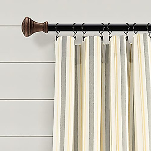 Lush Decor Farmhouse Stripe Yarn Dyed Cotton Window Curtain Panels Yellow/Gray 42X84 Set