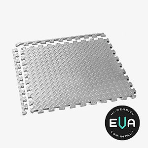 Velotas 1/2 Inch Interlocking EVA Foam Personal Fitness Mat, Diamond Plate Exercise Mats for Indoor Workout, 24 in x 24 in